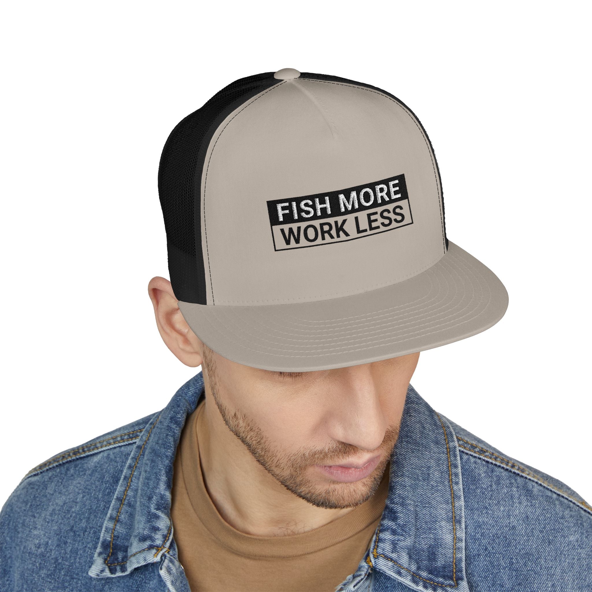 Fish More. Work Less. | 5-Panel Trucker Cap by The Kurrent Supply